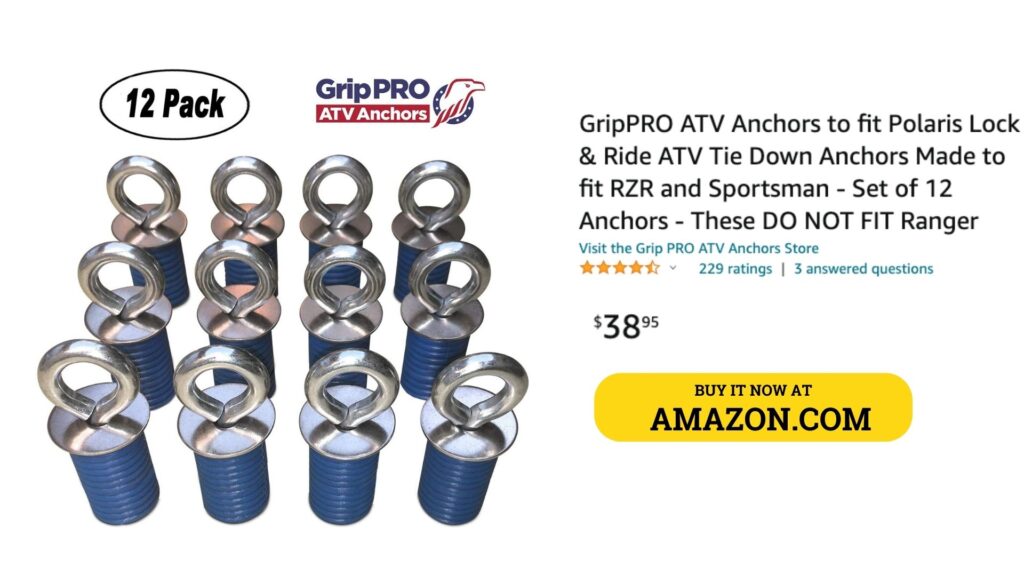 RZR Tie Down Anchors - 12 Pack - Grip Pro ATV Anchors